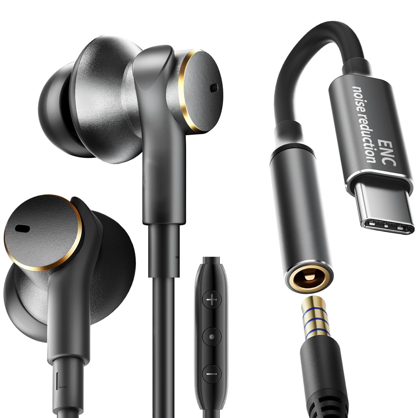 Wired Headphones Balance Powerful Bass & HD Audio,ENC Noise cancelling ...